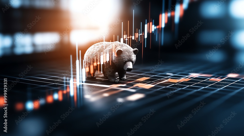 Stock market bearish trend concept depicted with a bear figurine and ...