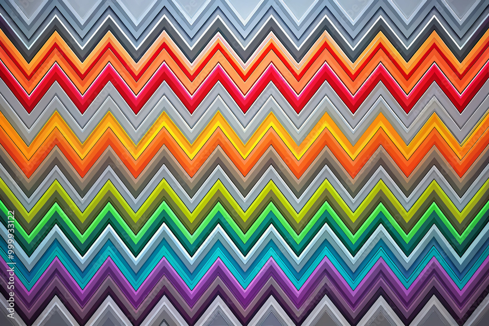 Vibrant zigzags in alternating thicknesses pulse across calm gray ...