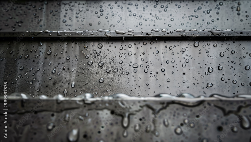 Macro Photo of Raindrops on a Concrete Building, Highlighting Light and ...