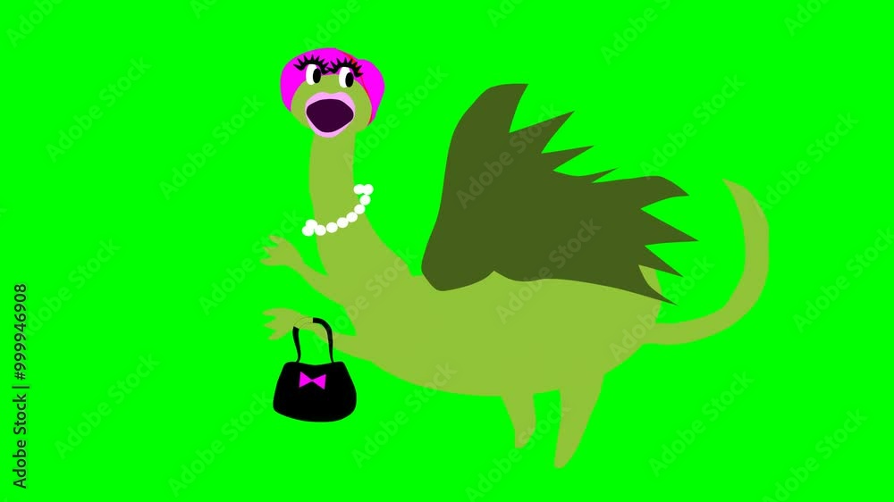 2d animated character of A green winged female dinosaur moving to ...