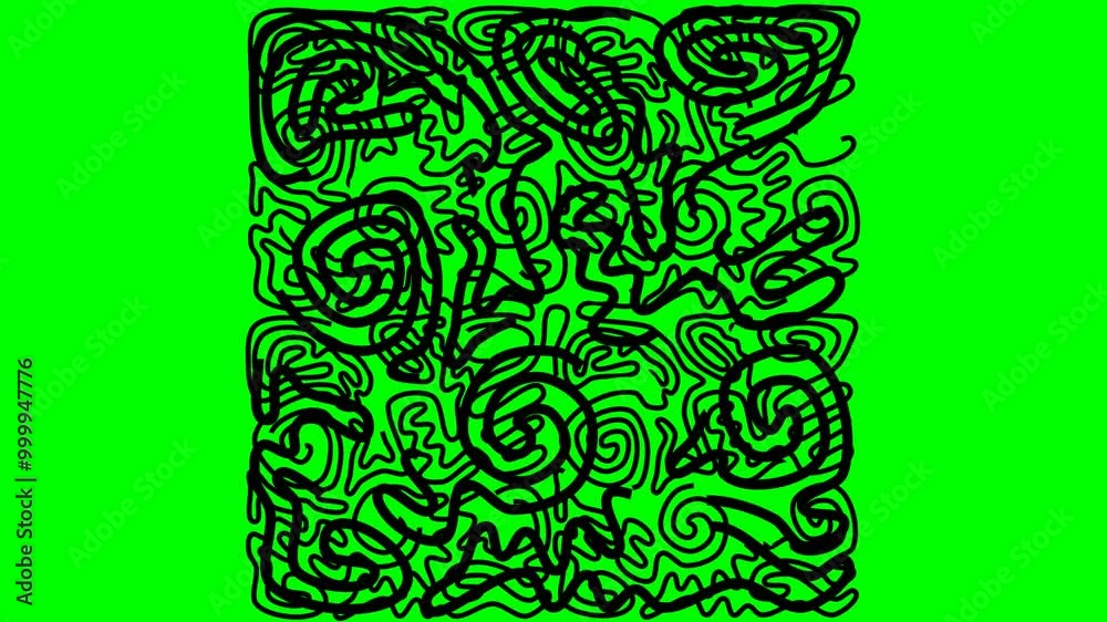 2d animated character of Black continuous spiral and zigzag movement in ...