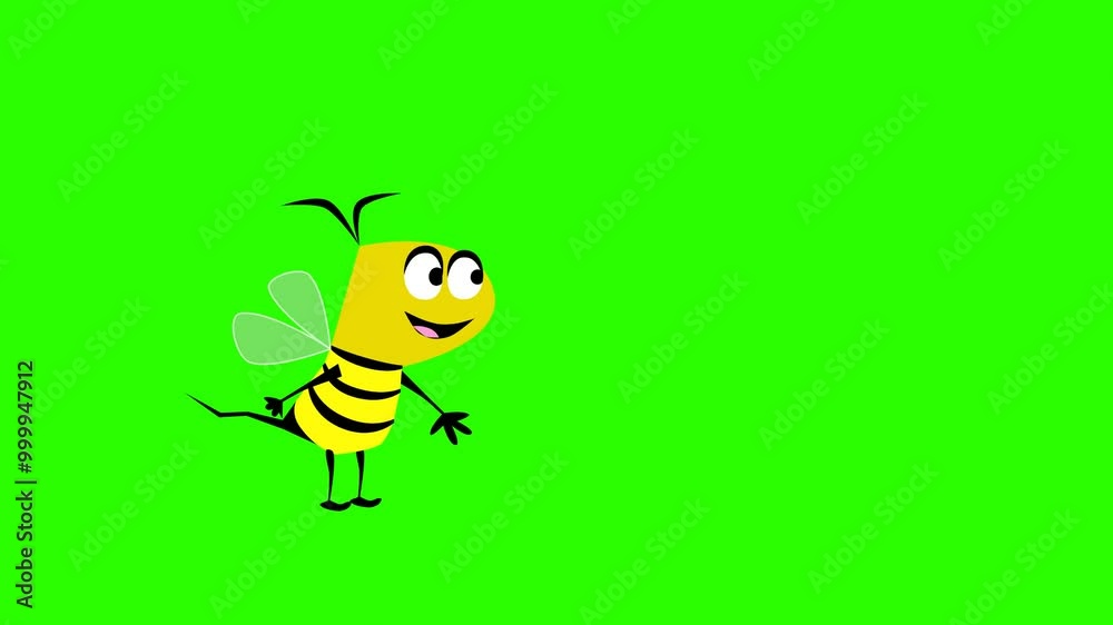2d animated character of flying and flapping character of talking bee ...