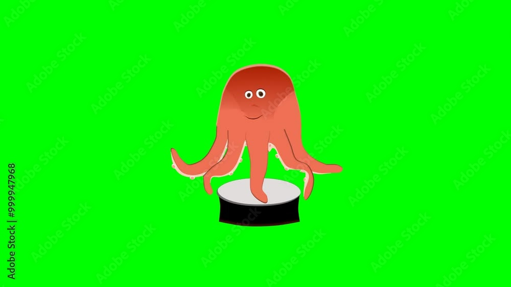 2d animated character of Drumming and singing character of Octopus or ...