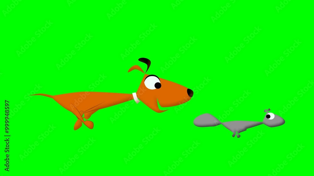 2d animated character of Running and escaping two characters, fox, dog ...