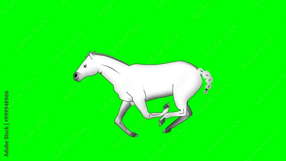 2d animated character of white horse character is running and jumping ...