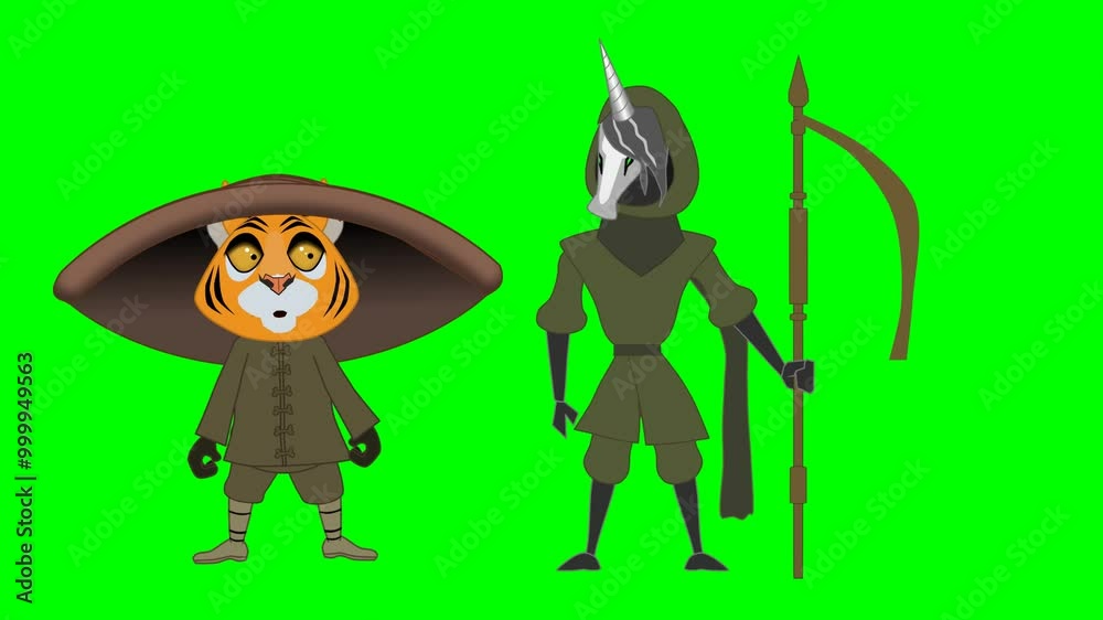 2d animated character of A talking leopard or lion or tiger wearing a ...