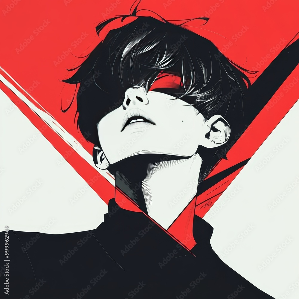 Geometric shapes in anime cartoon boy images. sharp and eye-catching ...