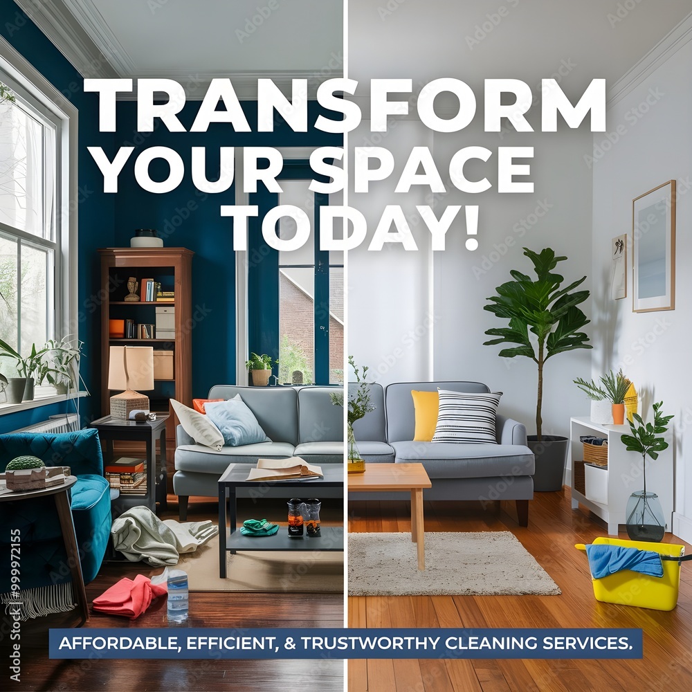 Before and After Cleaning Visual. Split screen social media post for a ...