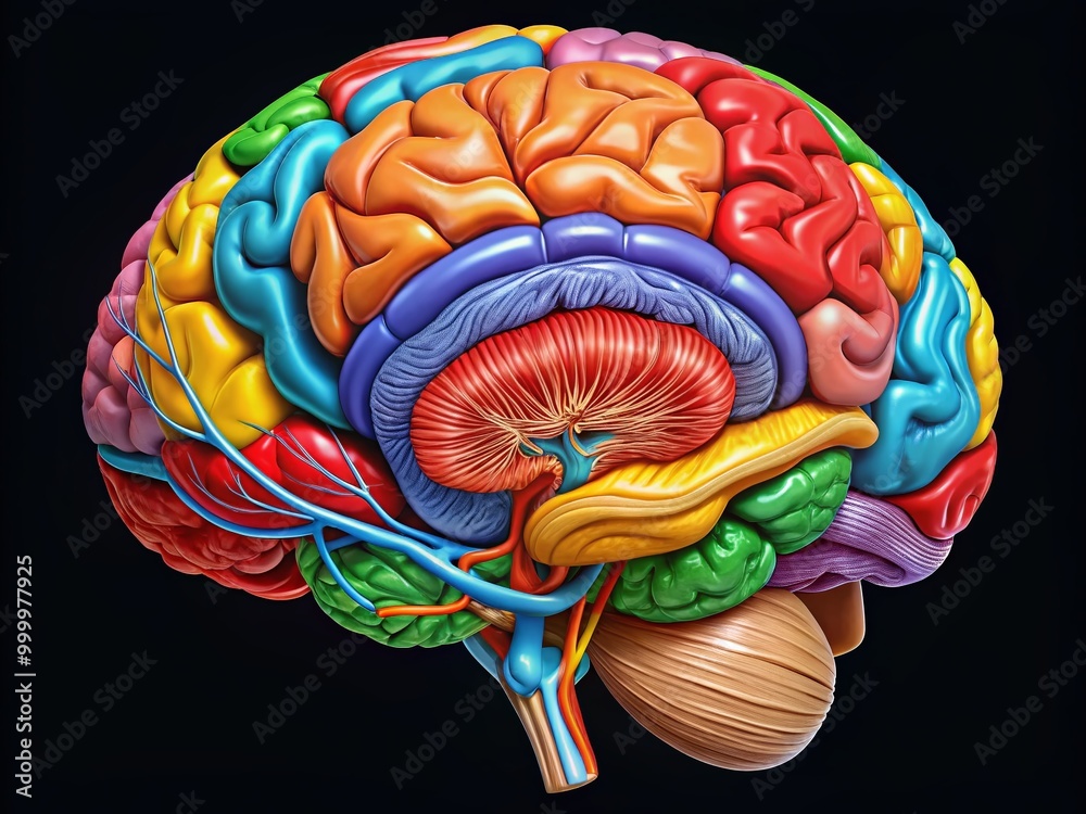 Detailed Brain Chart Illustrating Anatomy, Functions, and Regions for ...