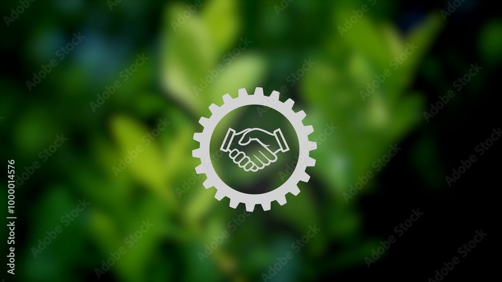 Eco green background. Eco-friendly icons. Banner design with gears with ...