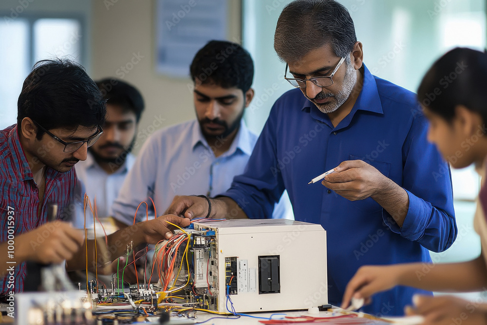 A group of Indian engineering students and a teacher were working on an ...