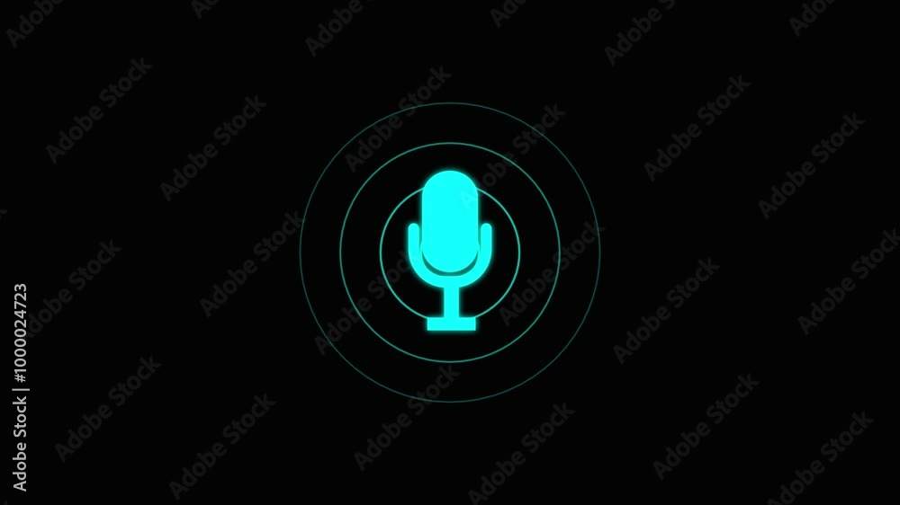Voice recording podcast mic microphone button icon animation. Audio ...
