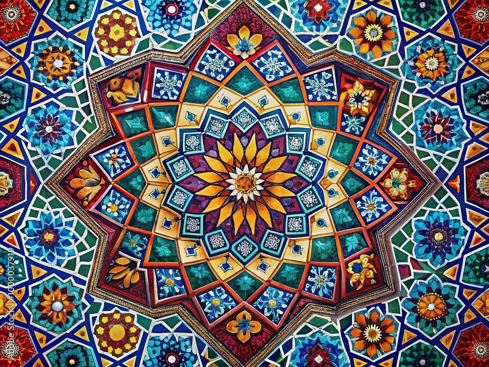 Elegant Islamic Graphic Design Featuring Geometric Patterns and Rich ...