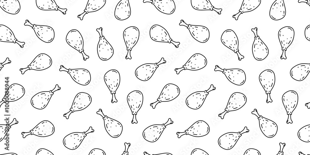 fried chicken seamless pattern background. doodle fried chicken pattern ...