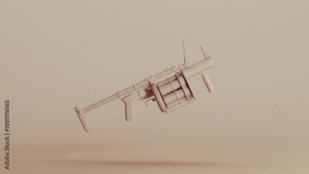 Beige tear gas grenade launcher riot control weapon conflict monochrome ...