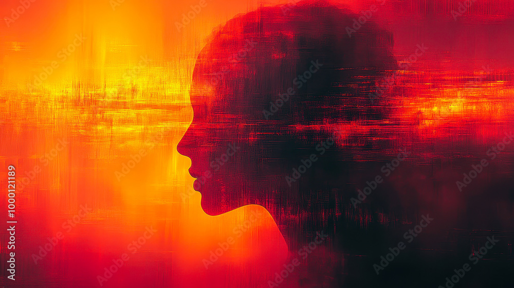 Digital Abstract Portrait with Glitch Effect and Noise Distortion ...