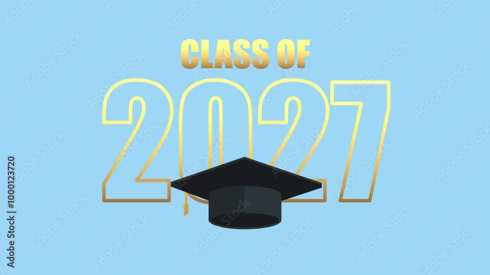 Graduation cap in the middle. „Class of 2027.“ written above ...