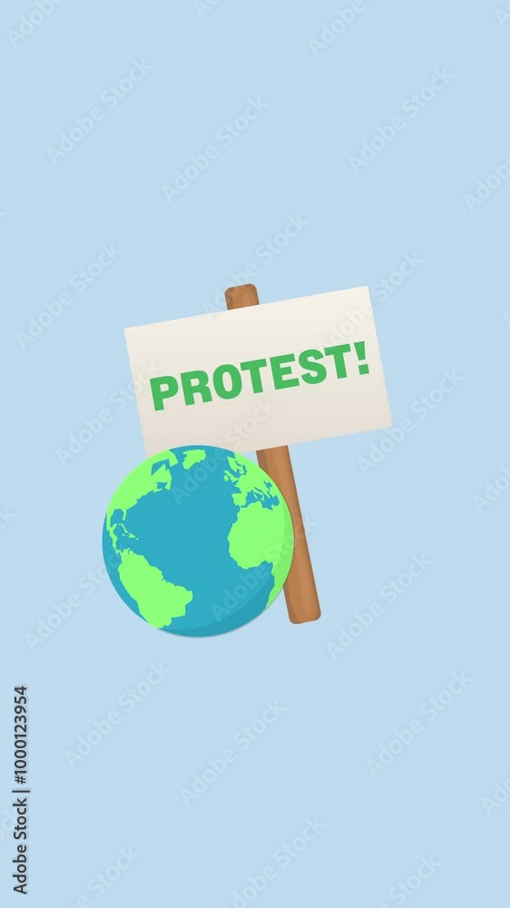 Vertical video: A sign with „protest“ written inside appearing. Protest ...