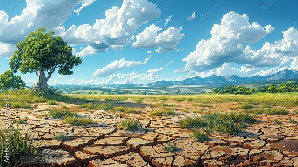 Image depicting the visual impact of desertification on a once-green ...