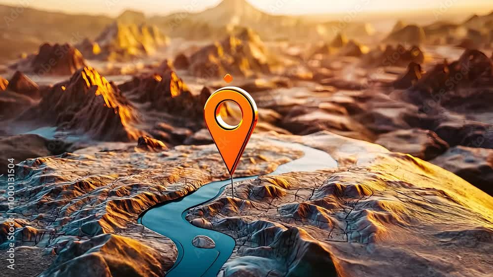 3D Map with Location Pin Marker Over Detailed Terrain Landscape 素材庫影片 ...