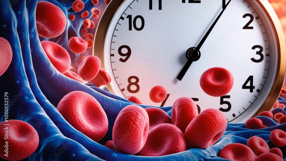 Close-up, cross-sectional view of blood vessels surrounded by fat cells ...