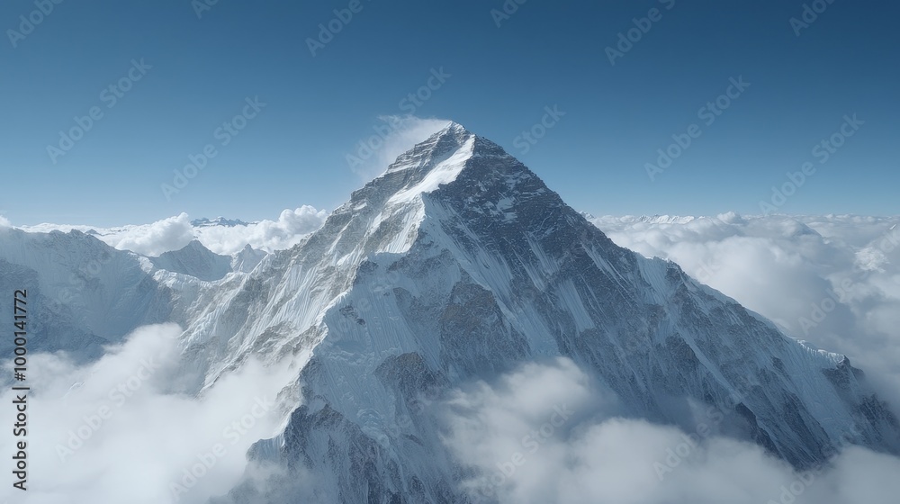 A breathtaking aerial view of Mount Everest, the world's highest peak ...