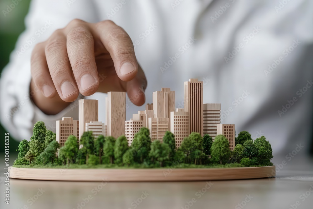 Civil engineer planning the layout of a smart city with energy ...