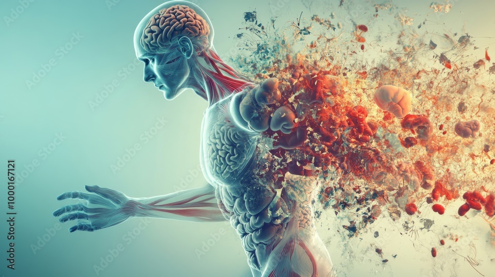 A creative split image showing the human body in motion on one side and ...