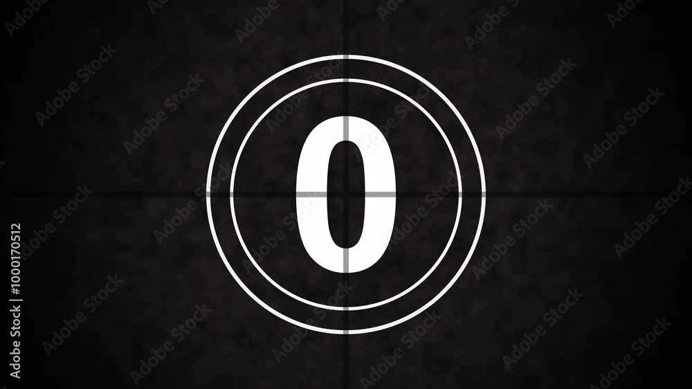5 seconds vintage film countdown on faded grey background. Effect of ...