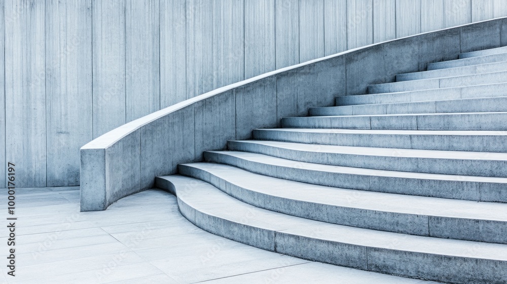 The smooth, curved concrete stairs create a gentle ascent, inviting ...