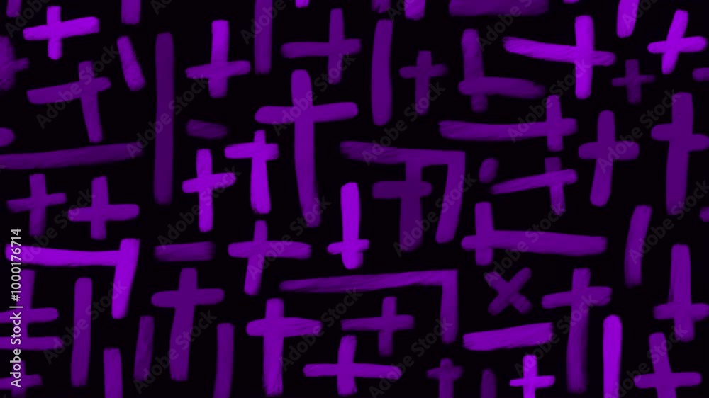 Stop motion loop hand drawn animation, dark background with crosses and ...