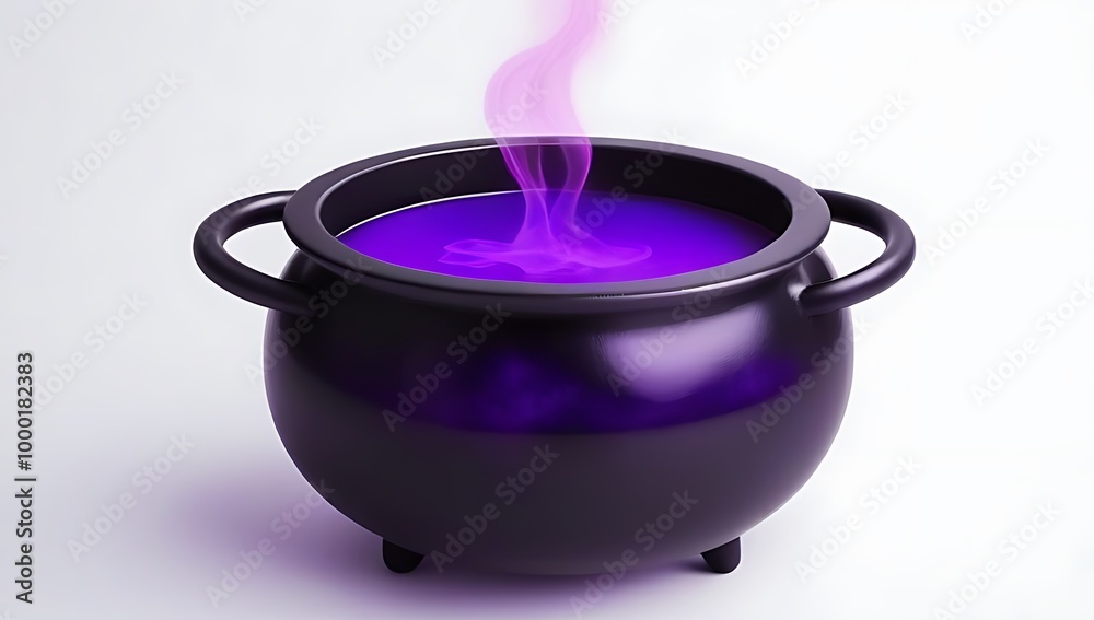 A purple cauldron bubbling with a magical potion, embodying witchcraft ...