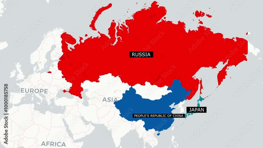 Vídeo do Stock: Political map of Japan Russia China. Map of Japan ...