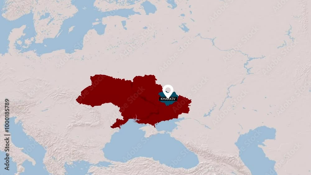 Political map of Kharkiv. Map of Kharkiv with borders Stock Video ...