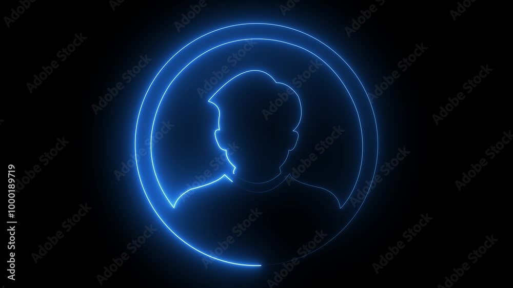 Bright neon blue people animation icon people communication human user ...