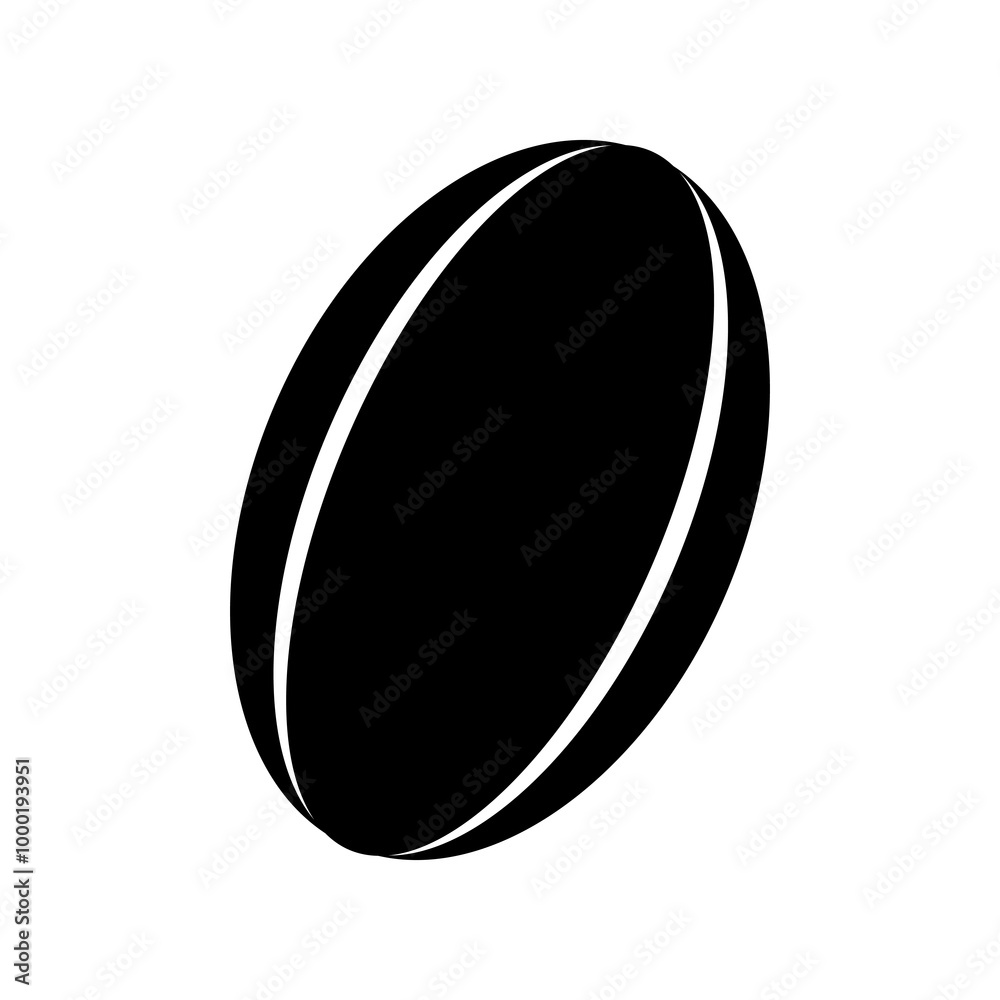 Oval black shape, central stripe running along, simple silhouette ...