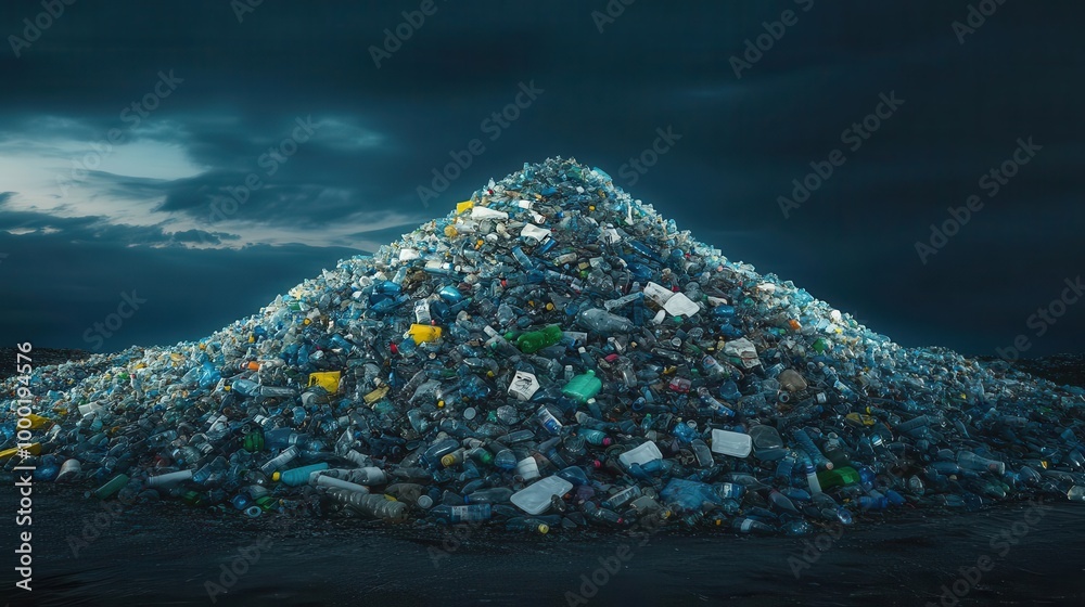 overwhelming mountain of discarded plastic bottles in various shapes ...