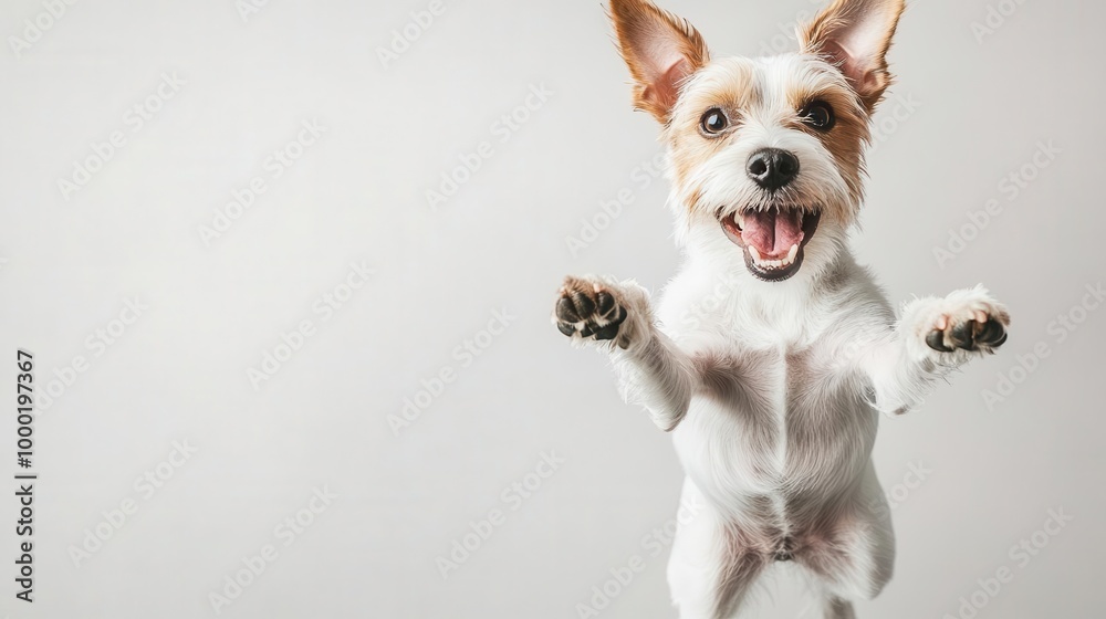 playful portrait of exuberant dog midjump capturing joy and energy paws ...