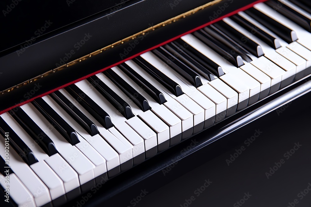 Minimal piano key design, with simple black and white lines ...