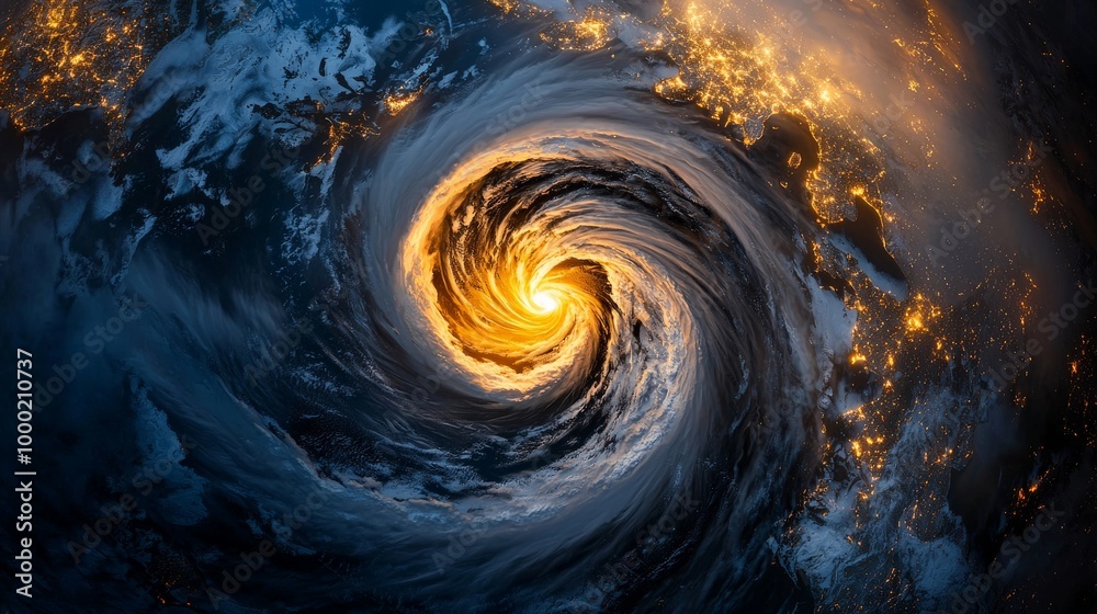 A satellite view of a polar vortex descending over the northern ...