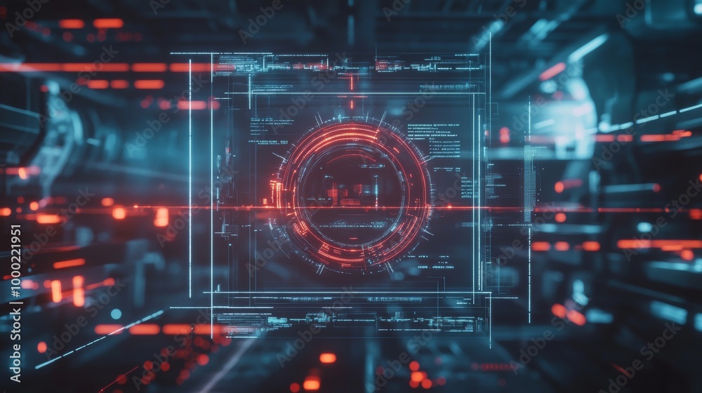 Glitchy HUD reticle in cyberpunk style, creating a techy user interface ...
