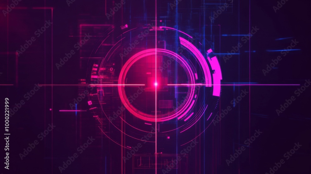 Glitchy HUD reticle in cyberpunk style, creating a techy user interface ...