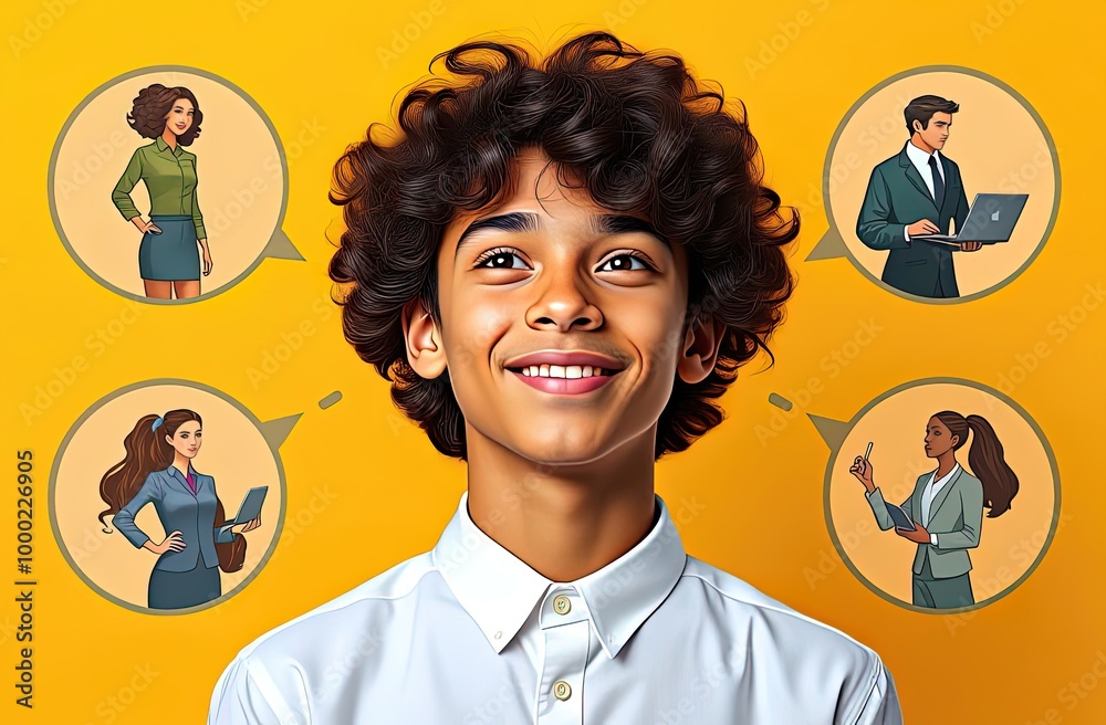 boy's choice of profession. Choice of vocation. different types of ...