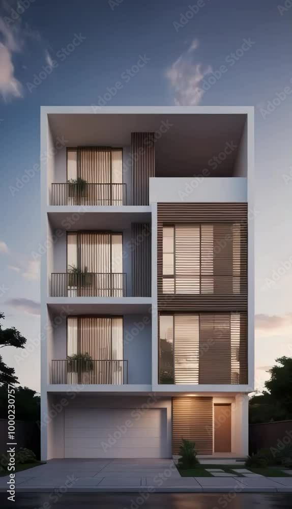 a facade architecture of a familiar duplex house. The fachada should ...