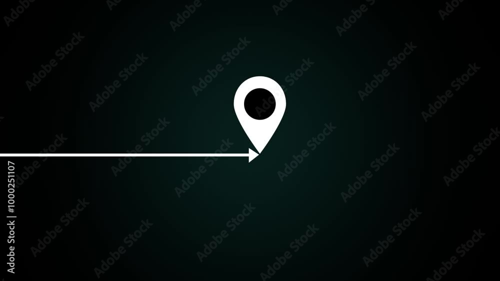black and white color location icon animation on black background. gps ...