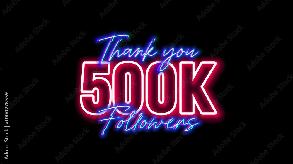 Thank you 500k followers text animation with motion graphic clip ...