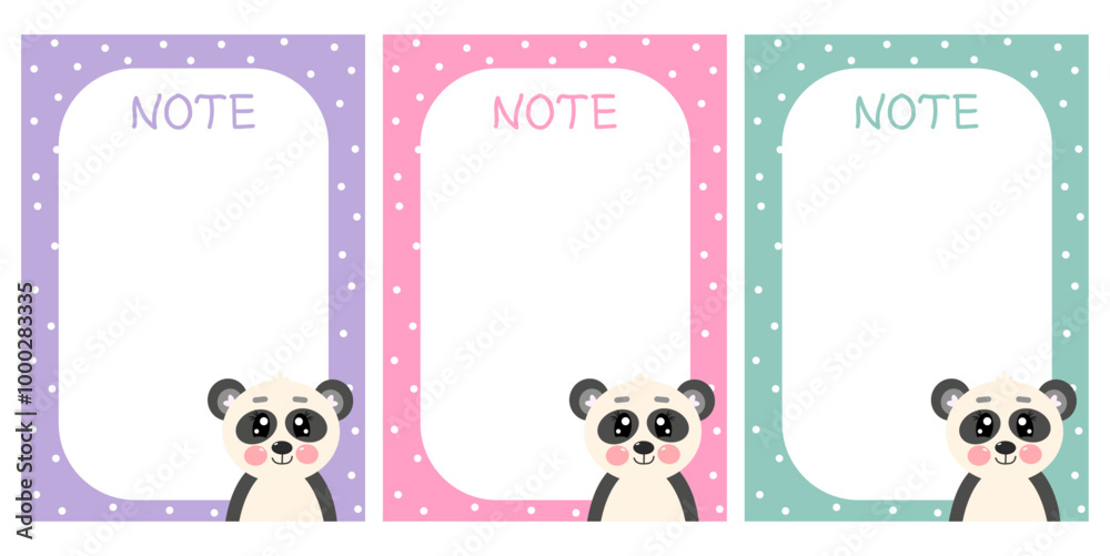 Set of to do list, note, check list with vector kawaii cute panda for ...