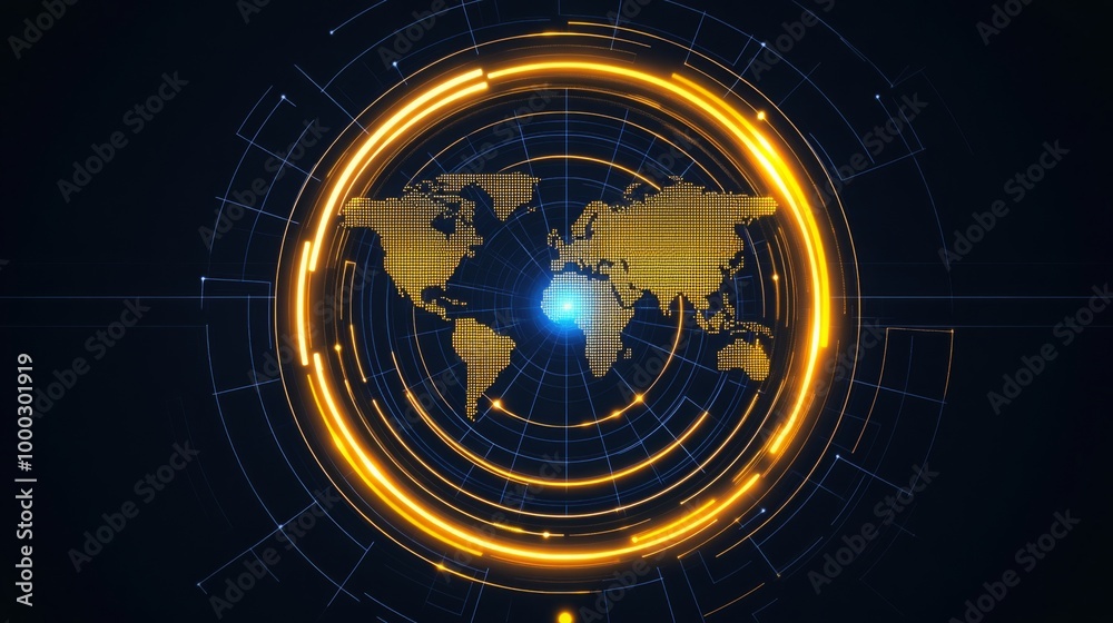 Global Surveillance technology and Monitoring Concept, digital high ...