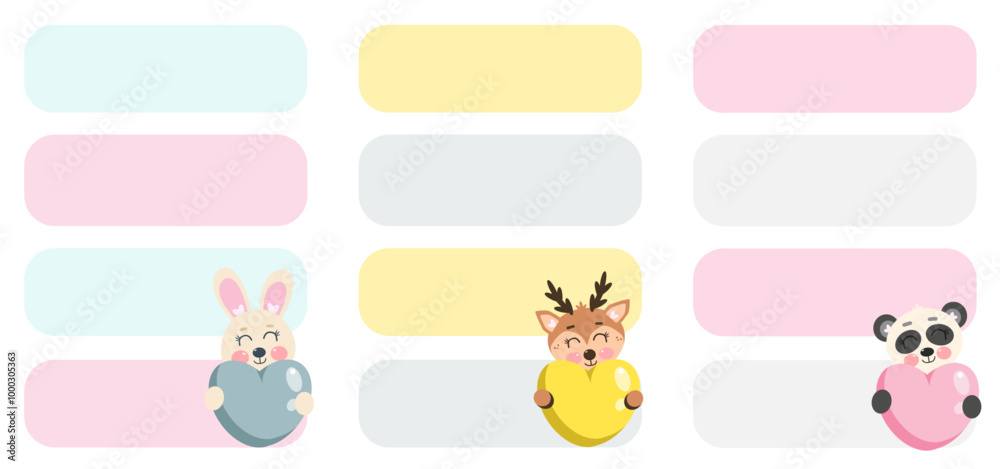 Cute set of style note organizer, check list, to do list with kawaii ...