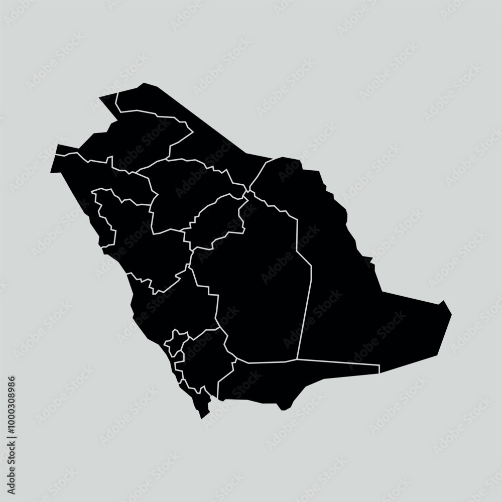 saudi arabia map with regions isolated on white background. Map of ...